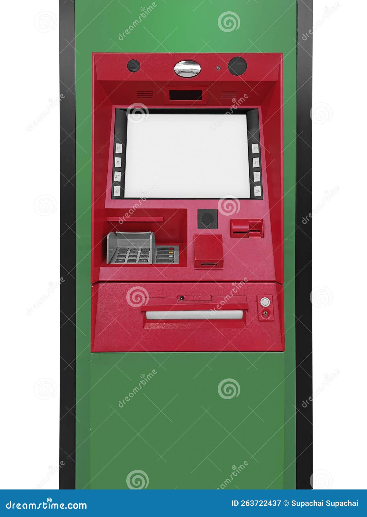 ATM Machine with Blank Screen Isolated on White Background Editorial ...