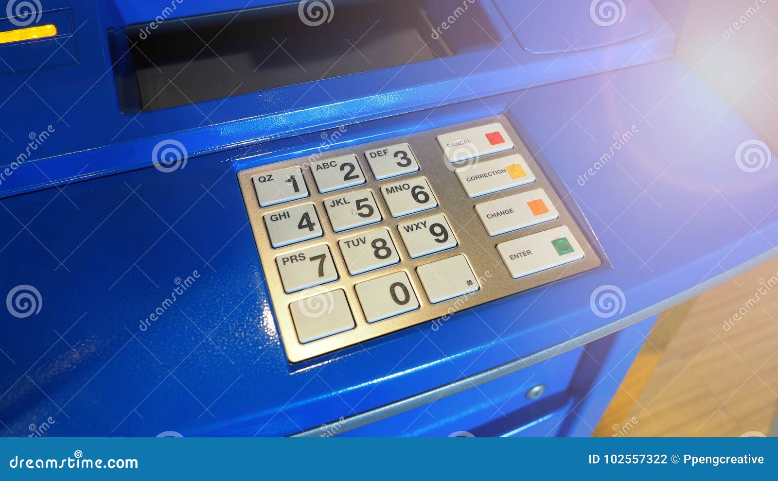 ATM machine close-up stock photo. Image of debit, finger - 102557322