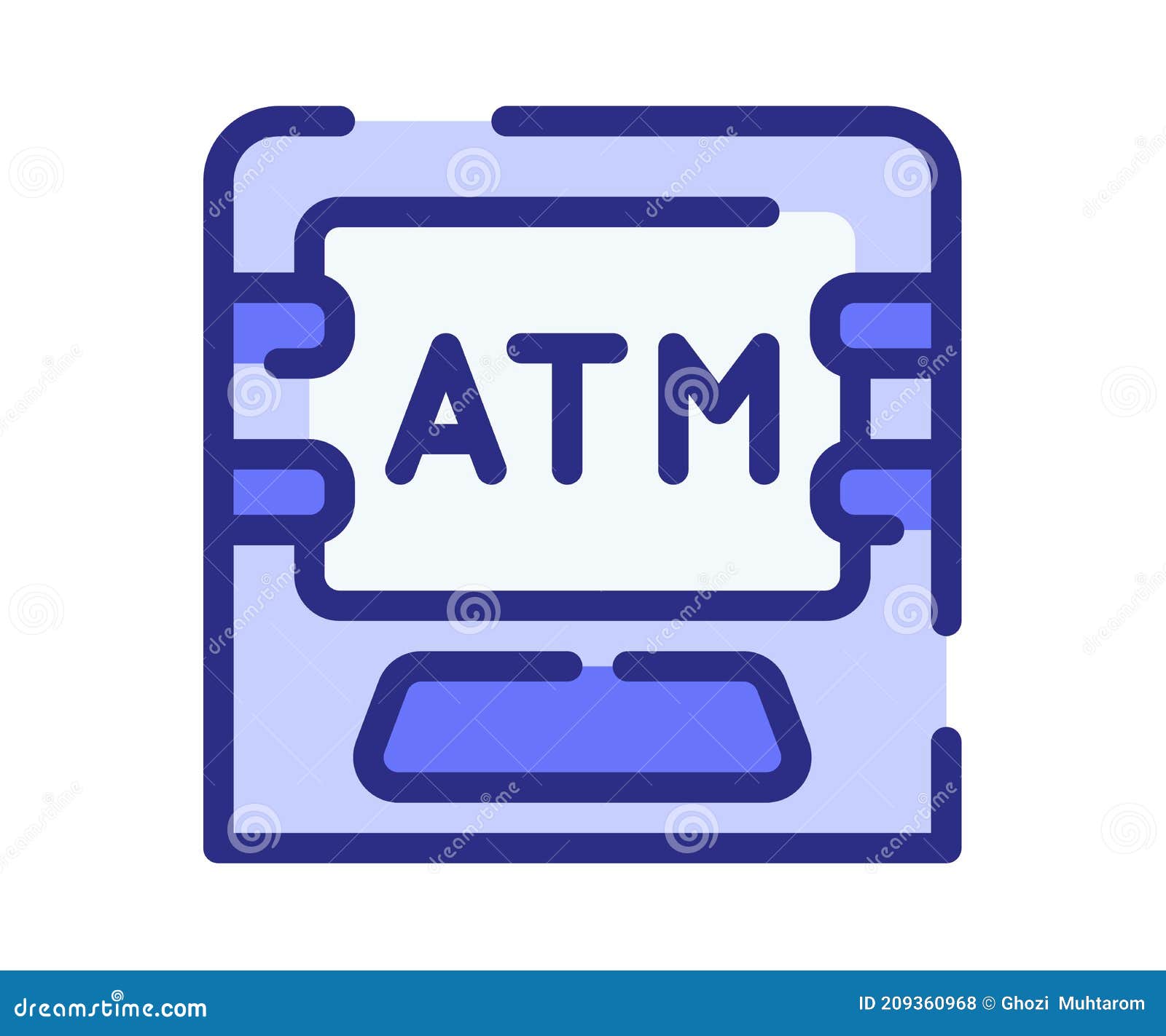 Atm Machine Debit Single Isolated Icon with Dashed Line Style Stock ...