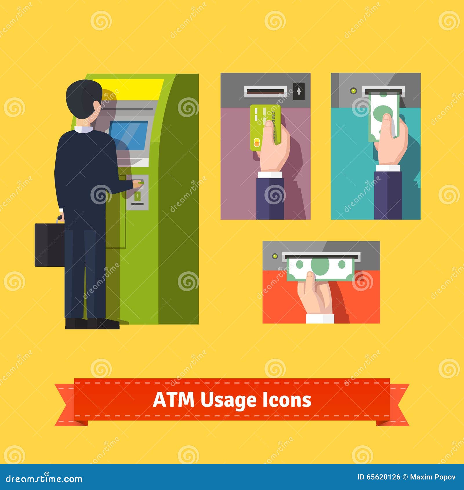 ATM machine deposit stock vector. Illustration of male - 65620126