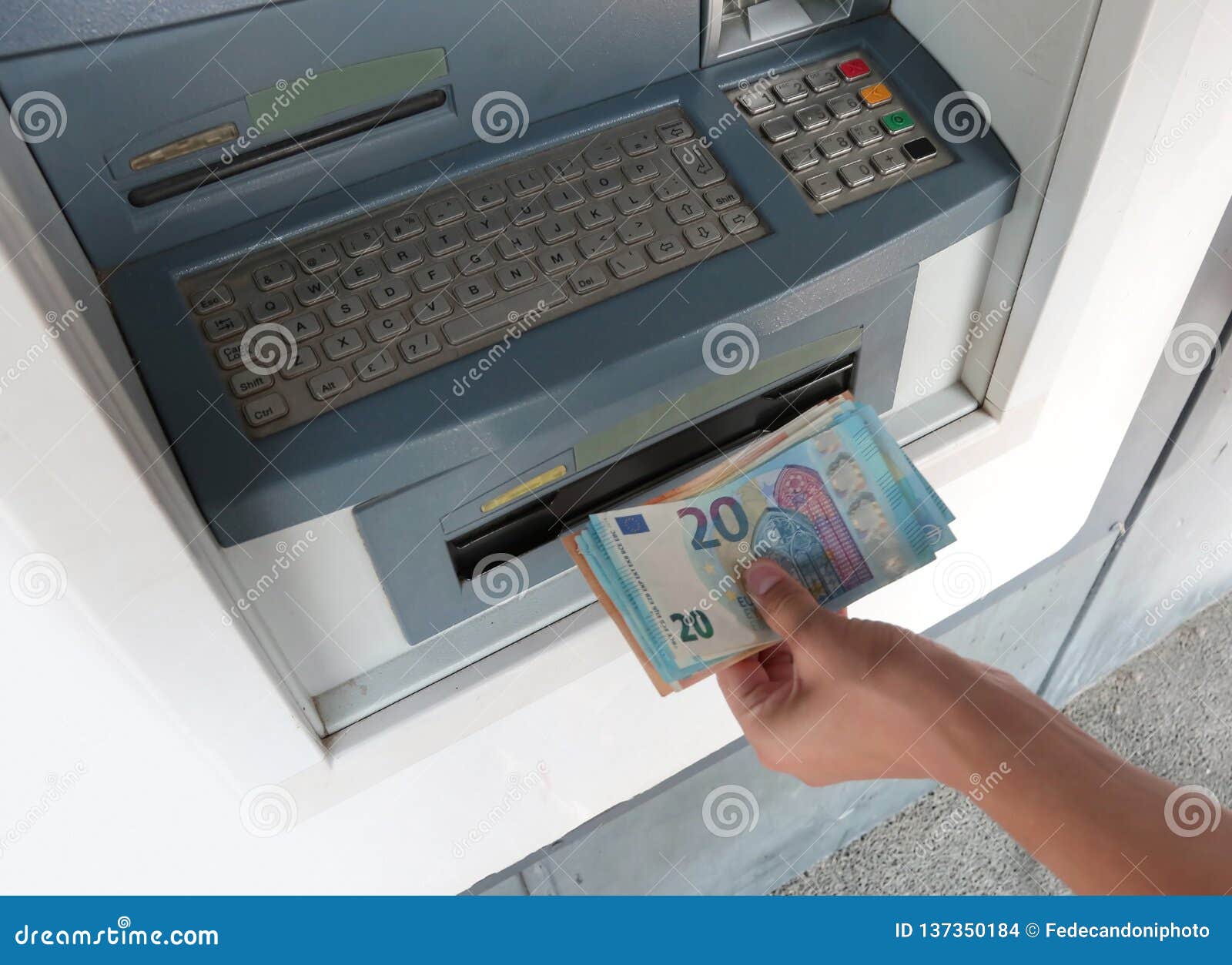 Atm Machine and European Money Banknotes Stock Photo - Image of ...