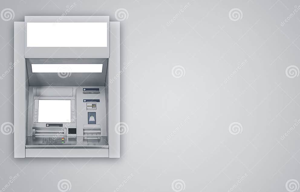 Atm Machine on Gray Background Stock Image - Image of machine, keyboard ...