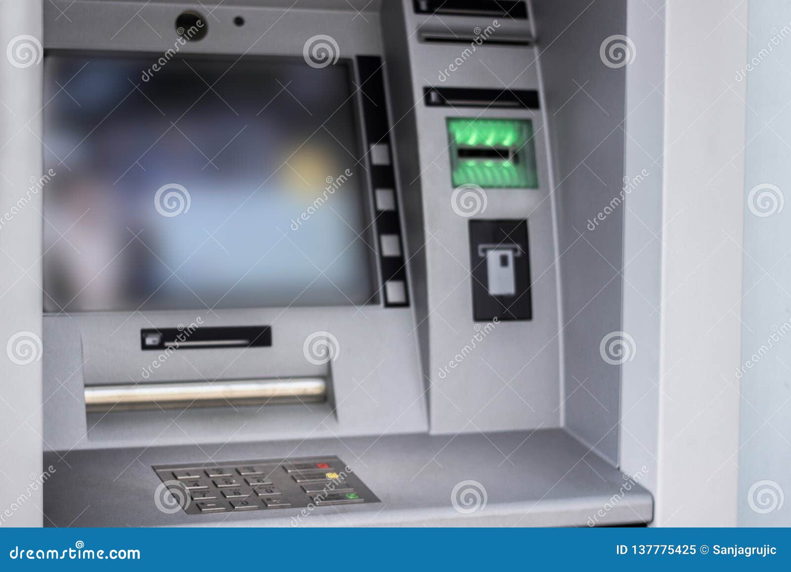 ATM Machine. Identification Number and Screen on ATM Stock Image ...