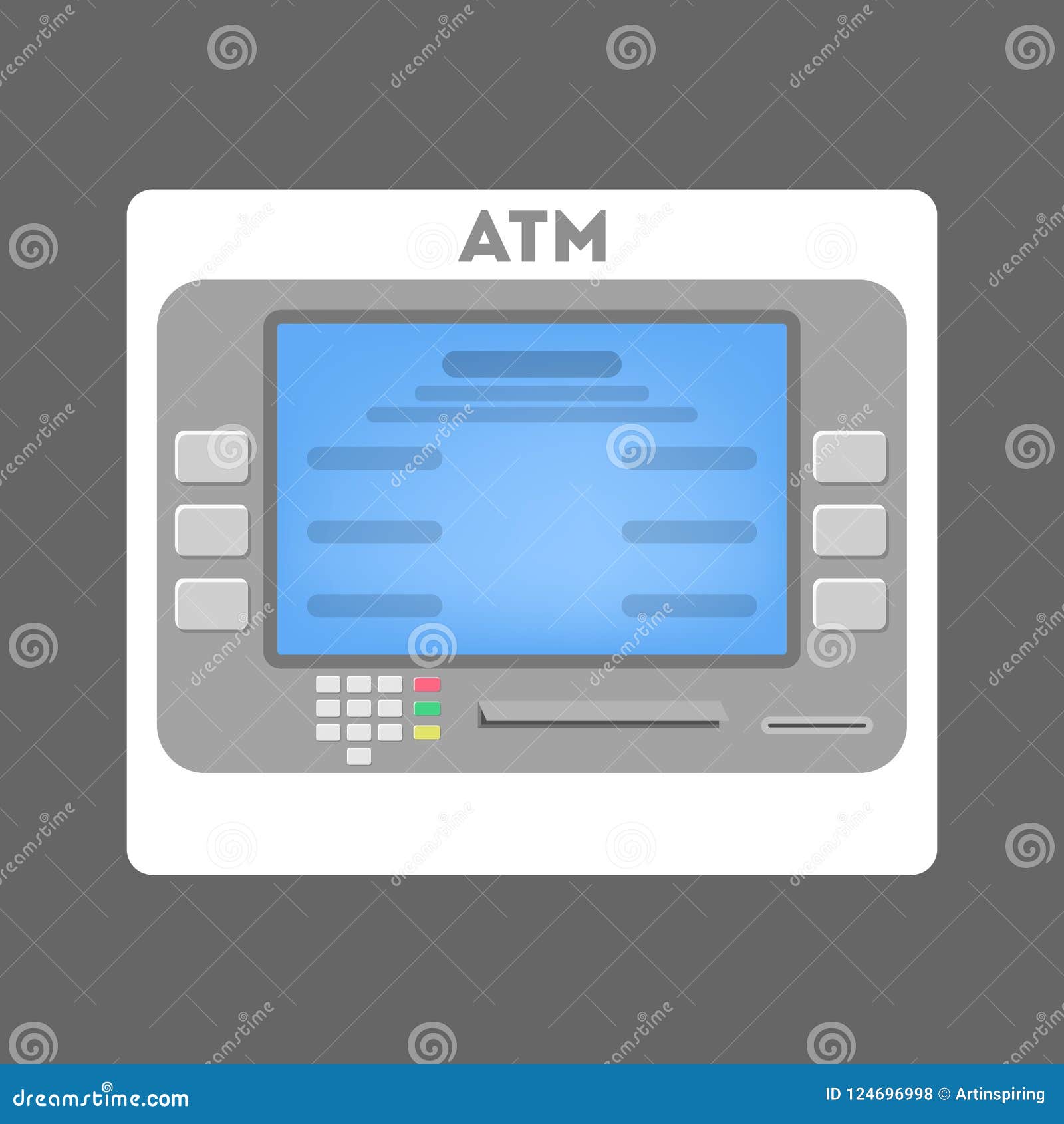 ATM Machine Interface with Blue Screen Illsutration Stock Vector ...