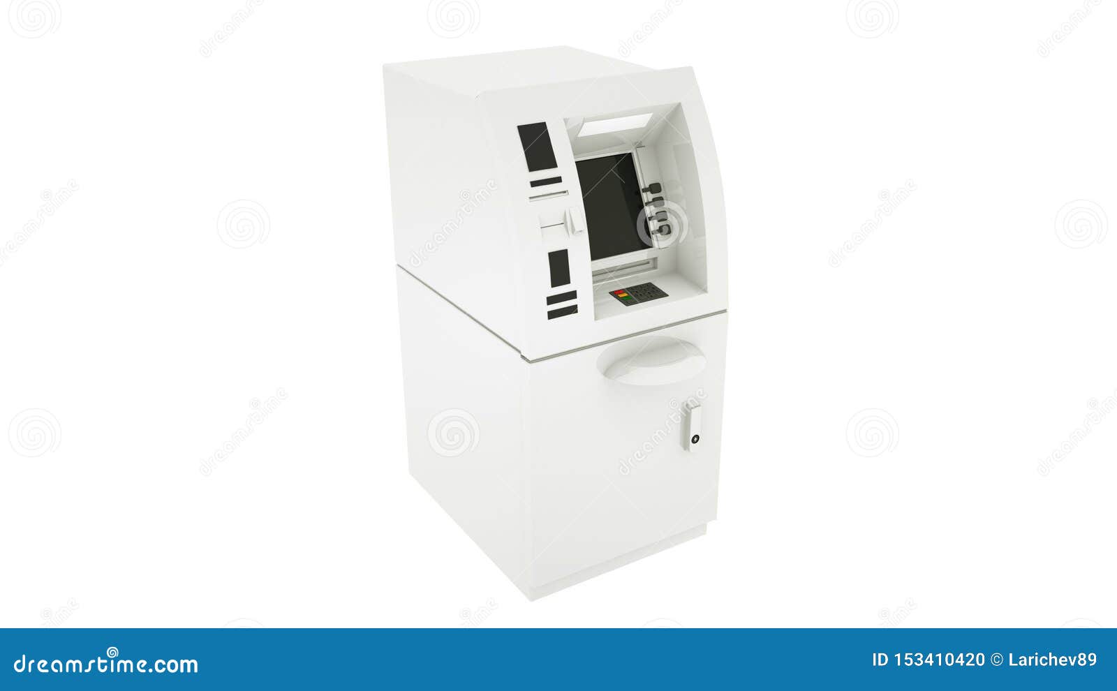 Atm Machine Isolated on White Background, Side View. 3D Illustration ...