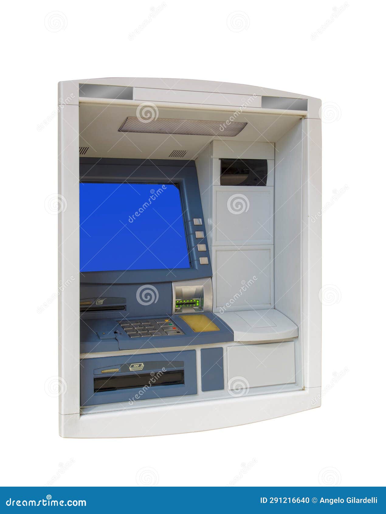 Atm Machine Isolated on White, Lateral View Stock Photo - Image of ...