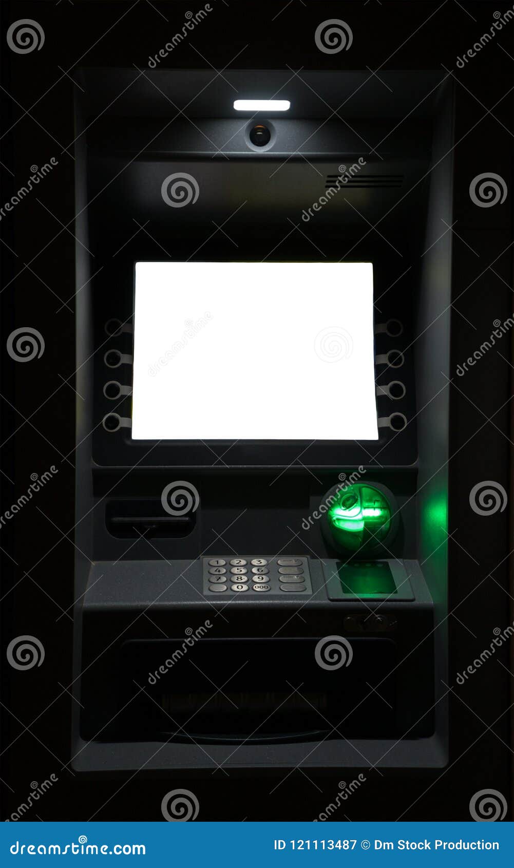 ATM machine at night. stock image. Image of debit, card - 121113487