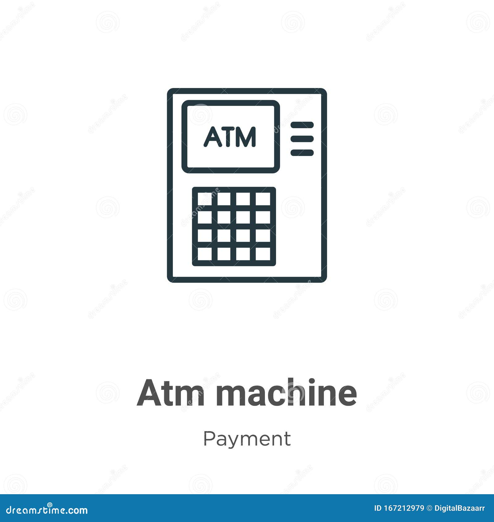 Atm Machine Outline Vector Icon. Thin Line Black Atm Machine Icon, Flat ...