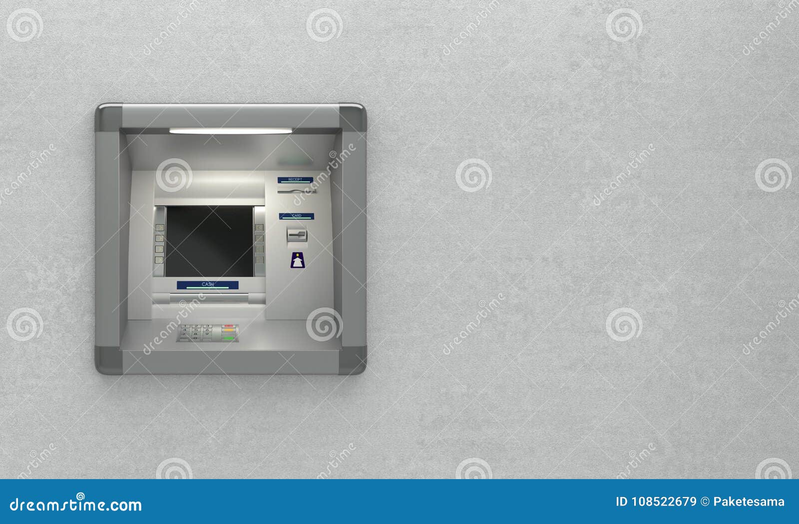 Atm machine on wall stock illustration. Illustration of render - 108522679