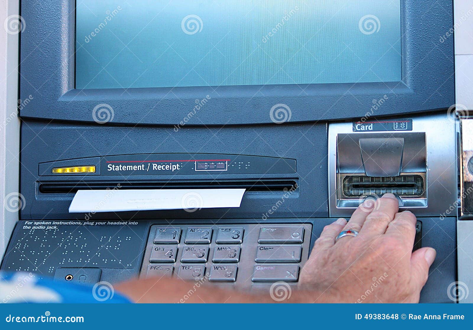 ATM machine with receipt stock photo. Image of caucasian - 49383648