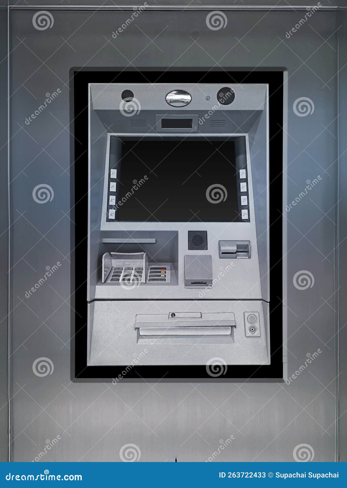 Atm Machine on Sheet Metal Wall Editorial Stock Photo - Image of ...