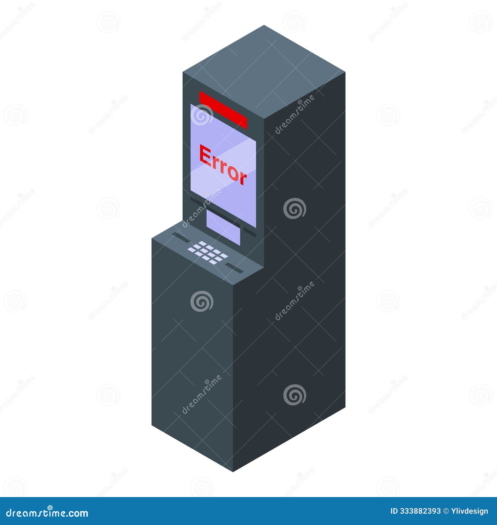 Atm Machine Showing Error Message on Screen Isometric Illustration ...