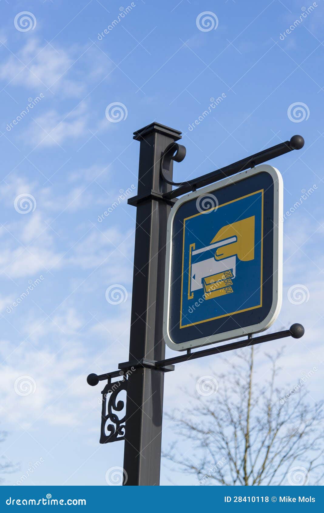 Atm machine sign stock photo. Image of pole, bank, hand - 28410118