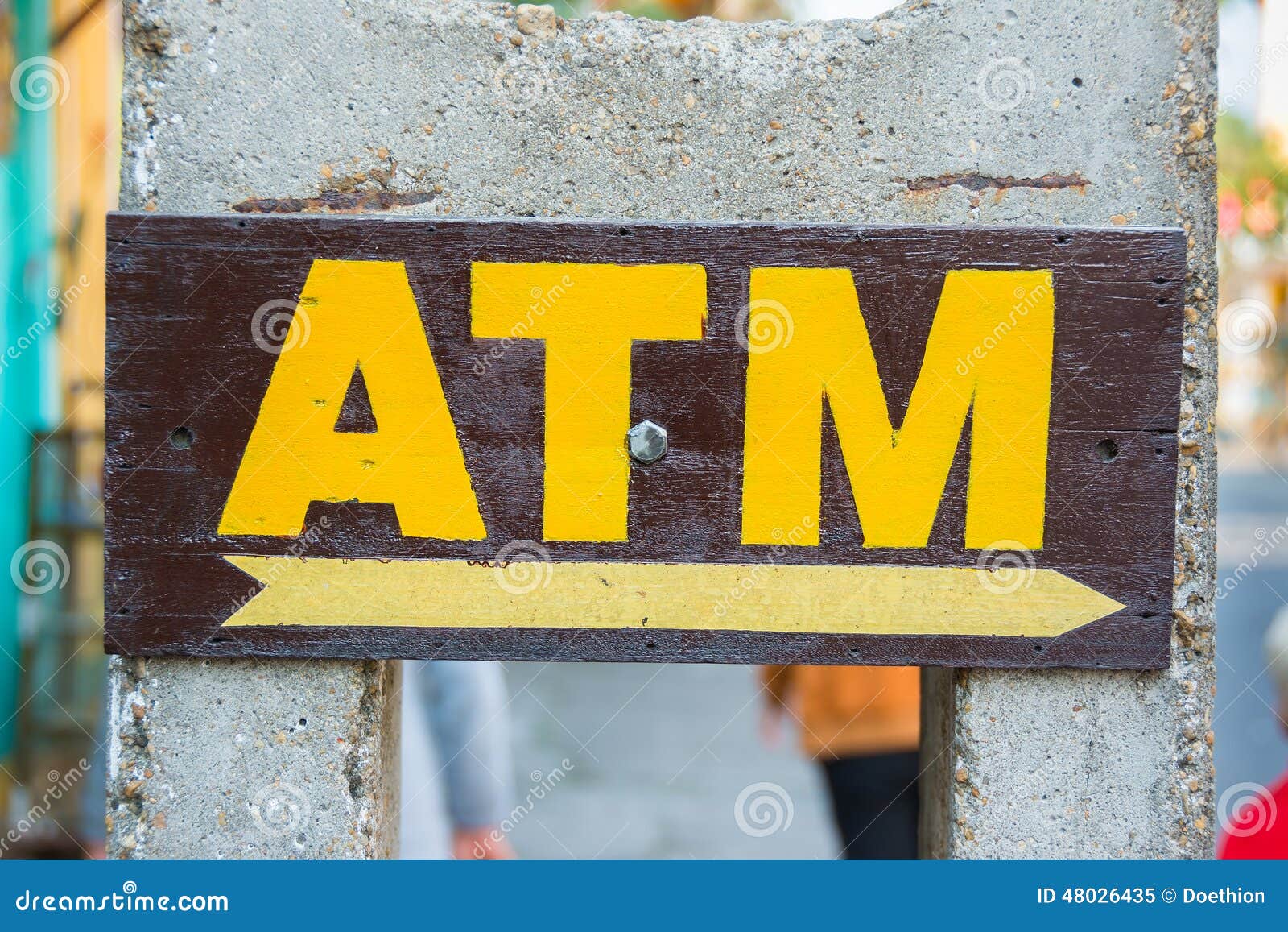 ATM Machine Sign Hand Painted Stock Image - Image of wooden, sign: 48026435