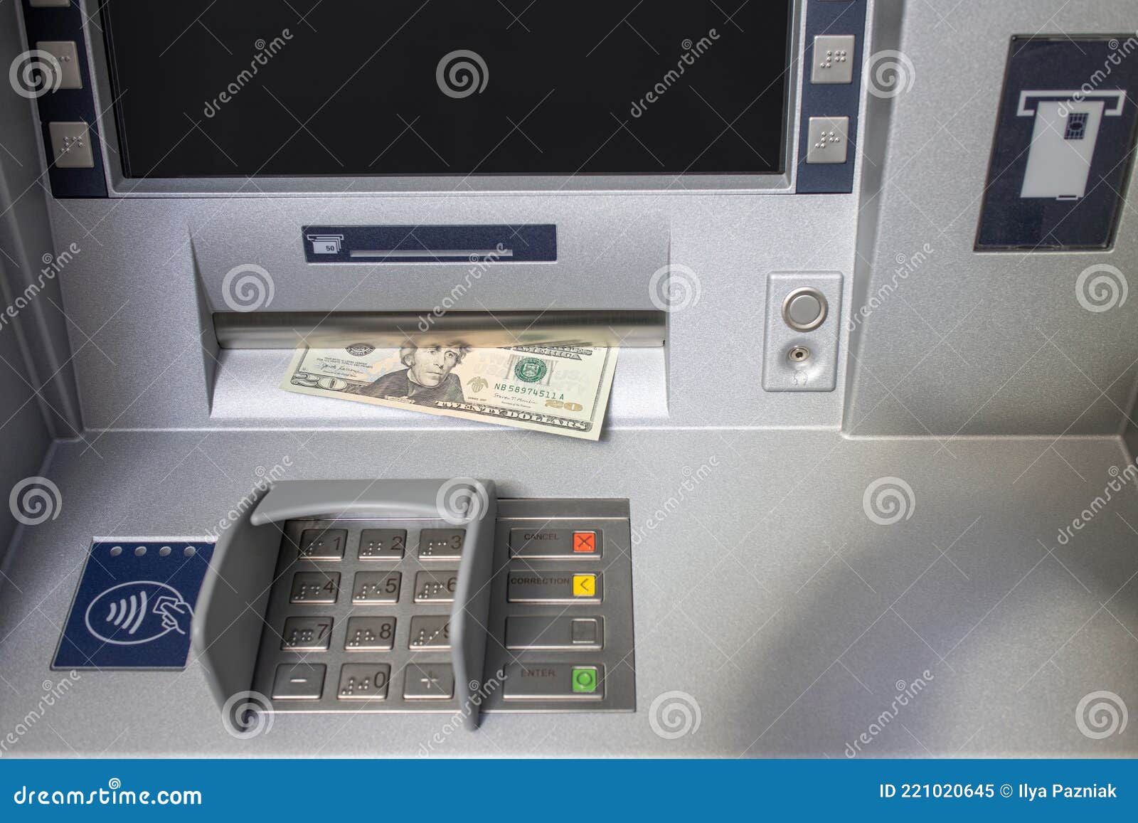 ATM Machine with a Stuck Twenty Dollar Bill Editorial Image - Image of ...