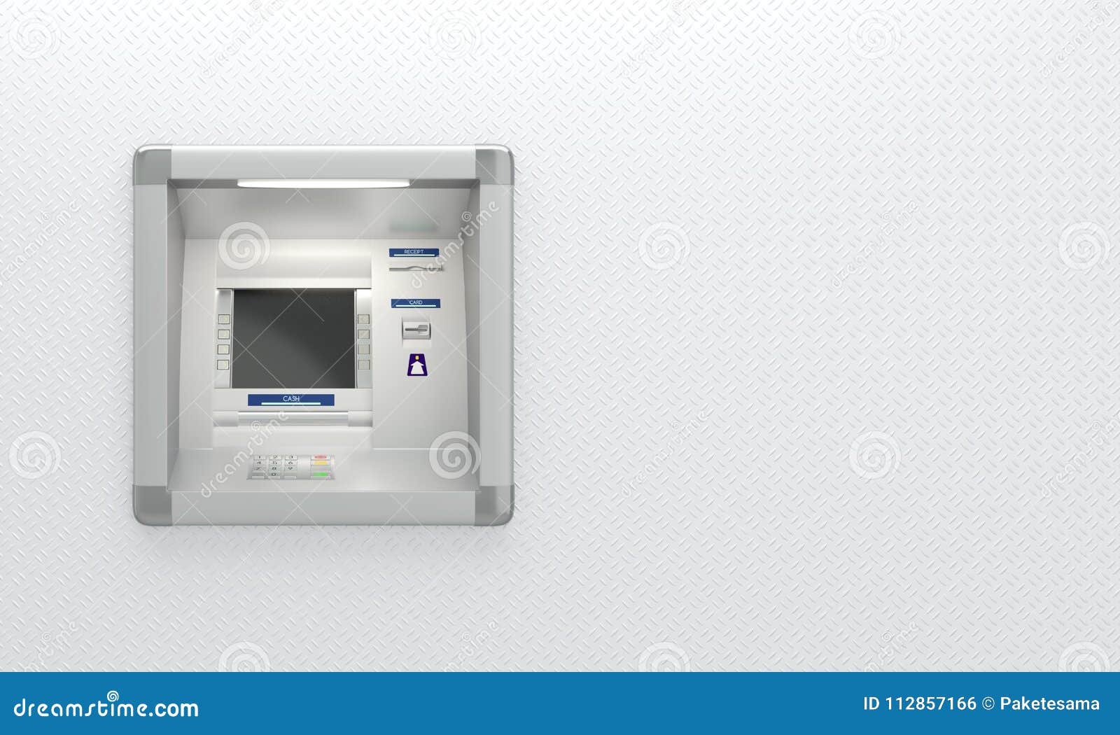 Atm machine on wall stock illustration. Illustration of render - 112857166
