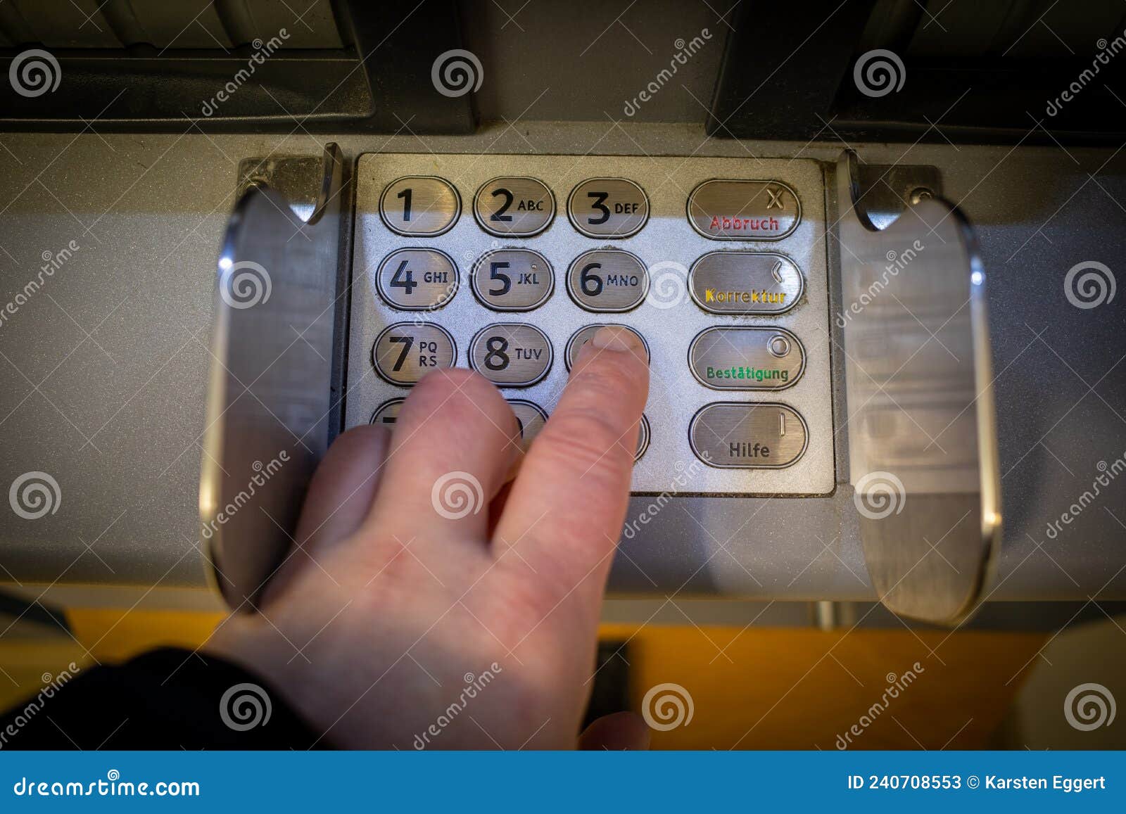 At an ATM the Pin Number is Entered into the Keypad Stock Image - Image ...