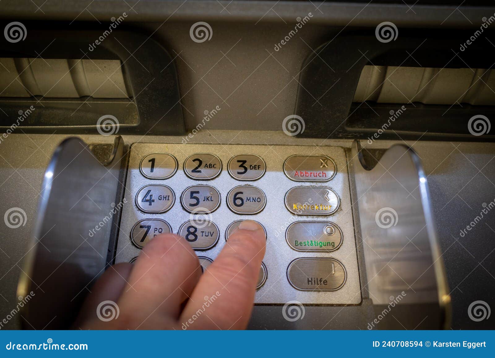 At an ATM the Pin Number is Entered into the Keypad Stock Photo - Image ...