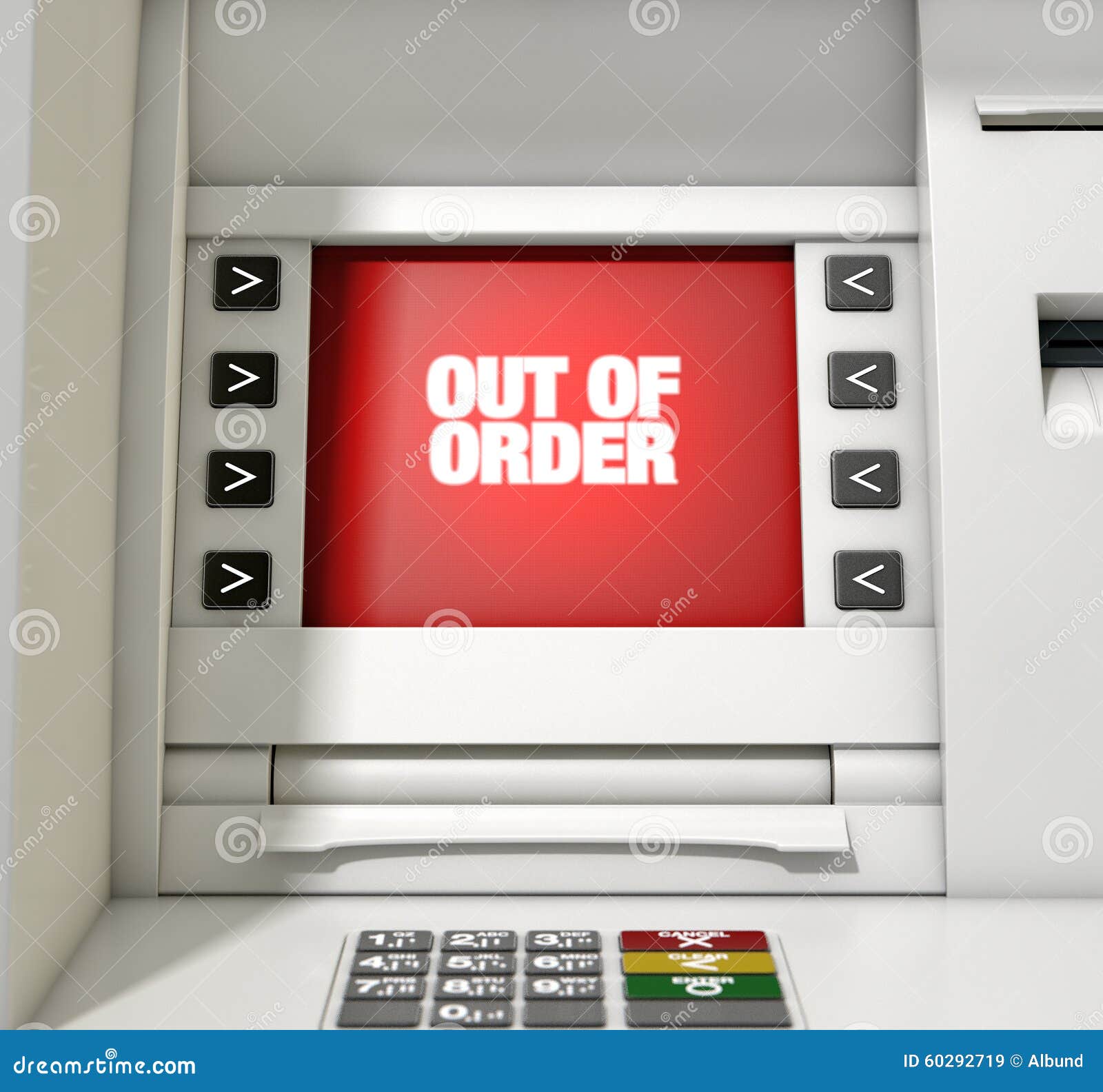 ATM Screen Out of Order stock illustration. Illustration of financial ...