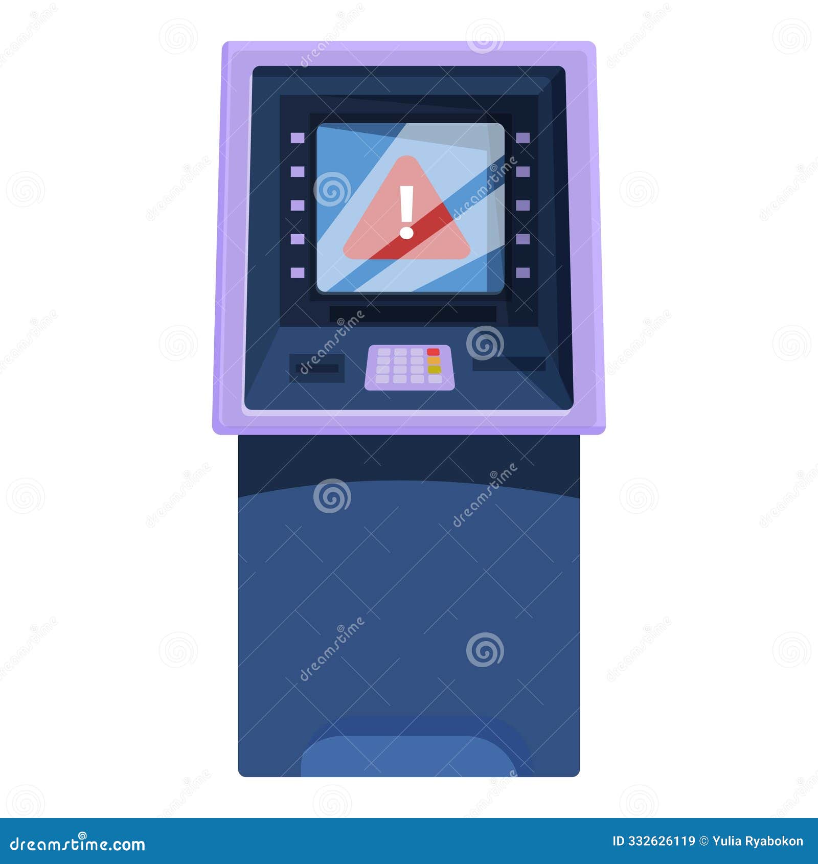 Atm Showing Warning Sign, Potential Security Issue Stock Vector ...