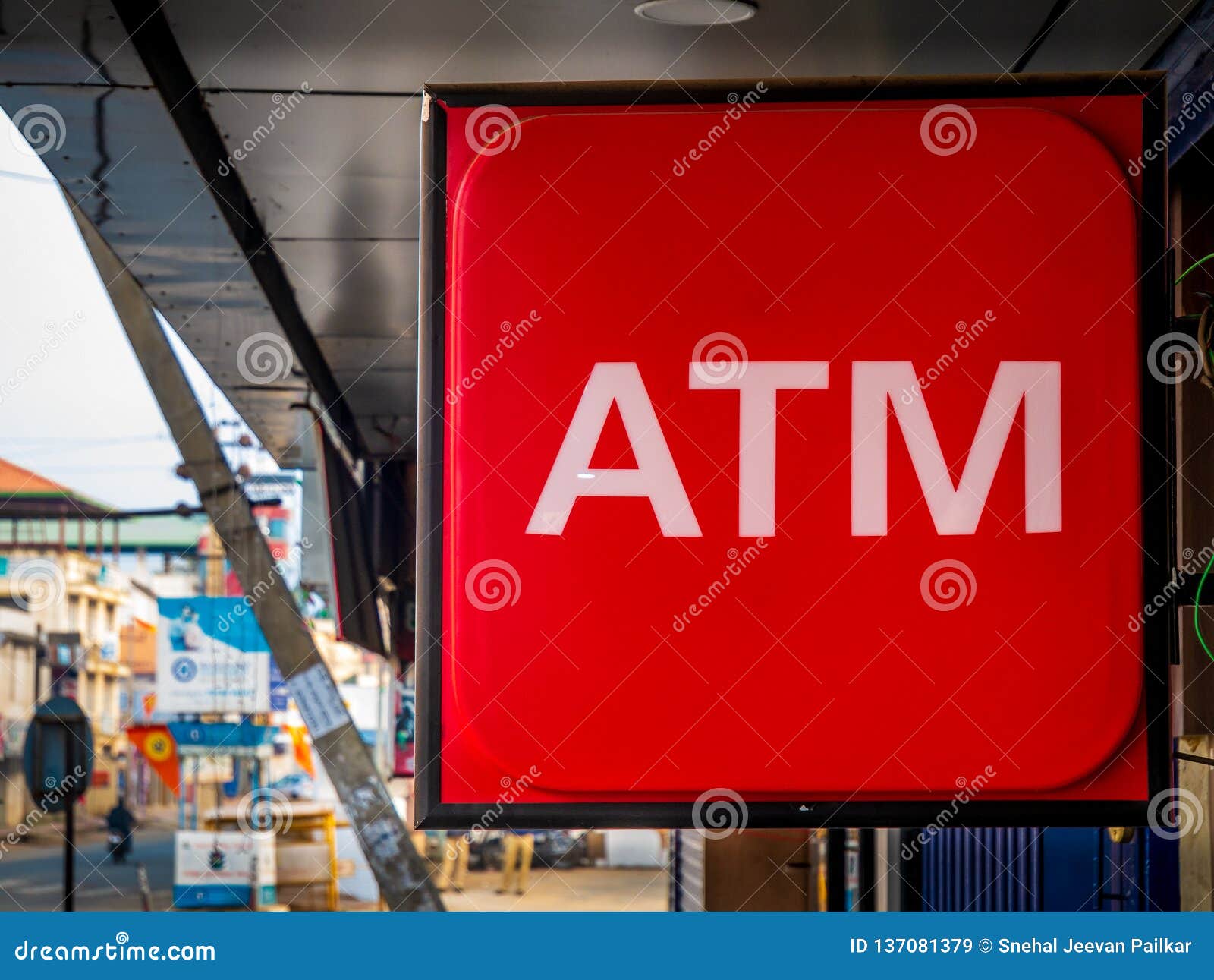 ATM Sign board stock image. Image of information, cash - 137081379