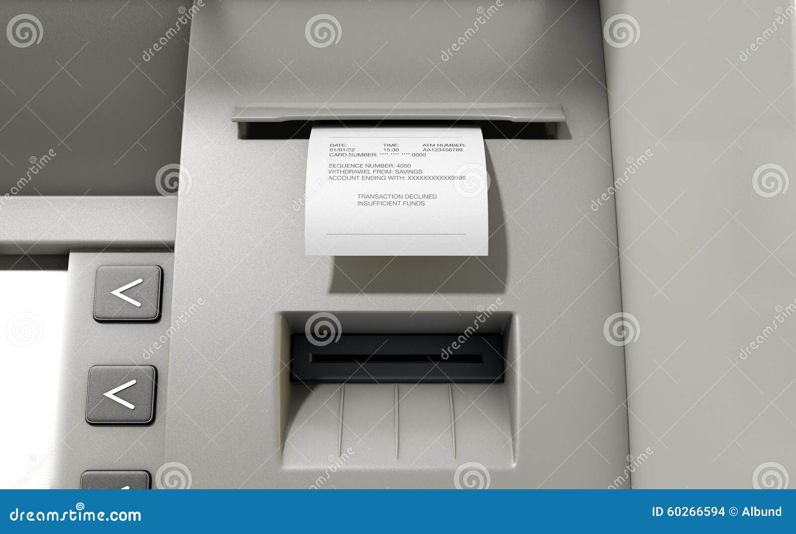 ATM Slip Declined Receipt stock photo. Image of funds - 60266594