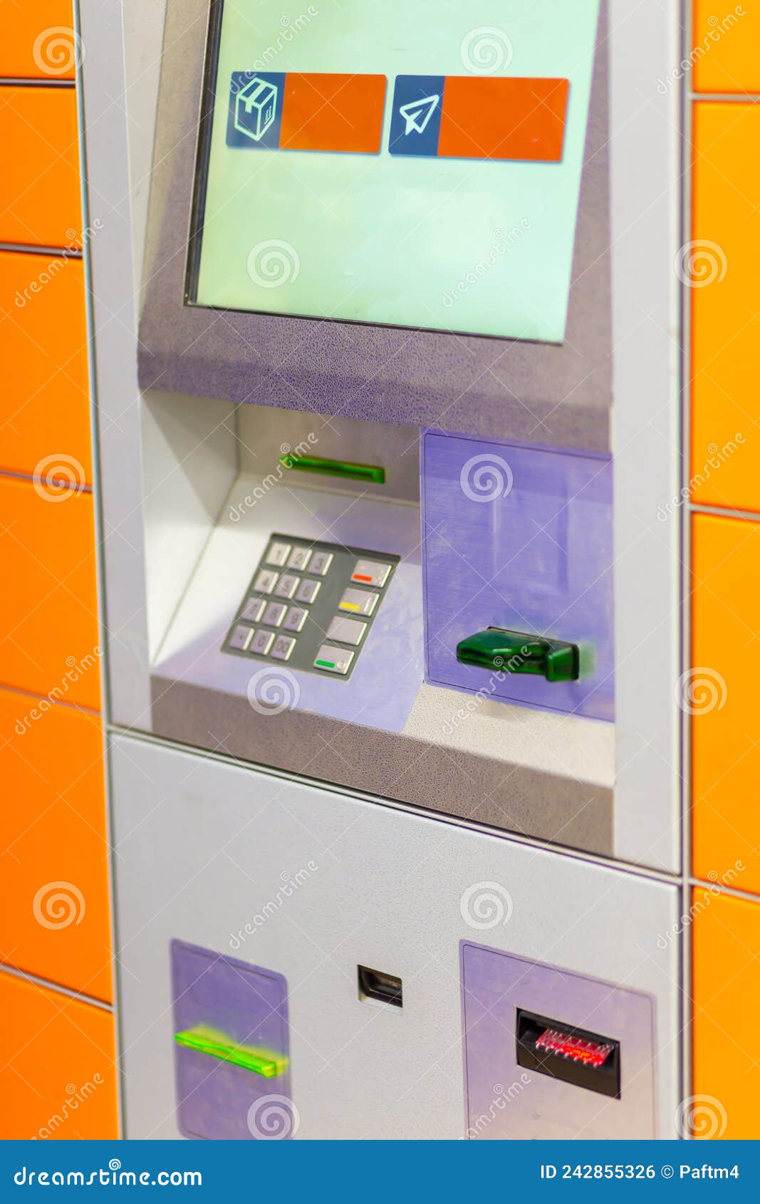 ATM Terminal Display and Buttons Close Up Stock Photo - Image of code ...
