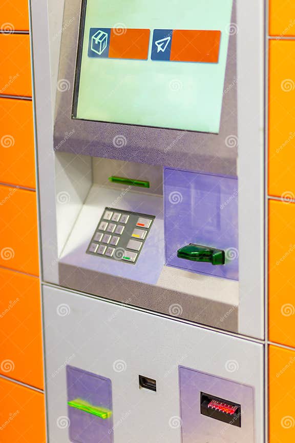 ATM Terminal Display and Buttons Close Up Stock Photo - Image of code ...