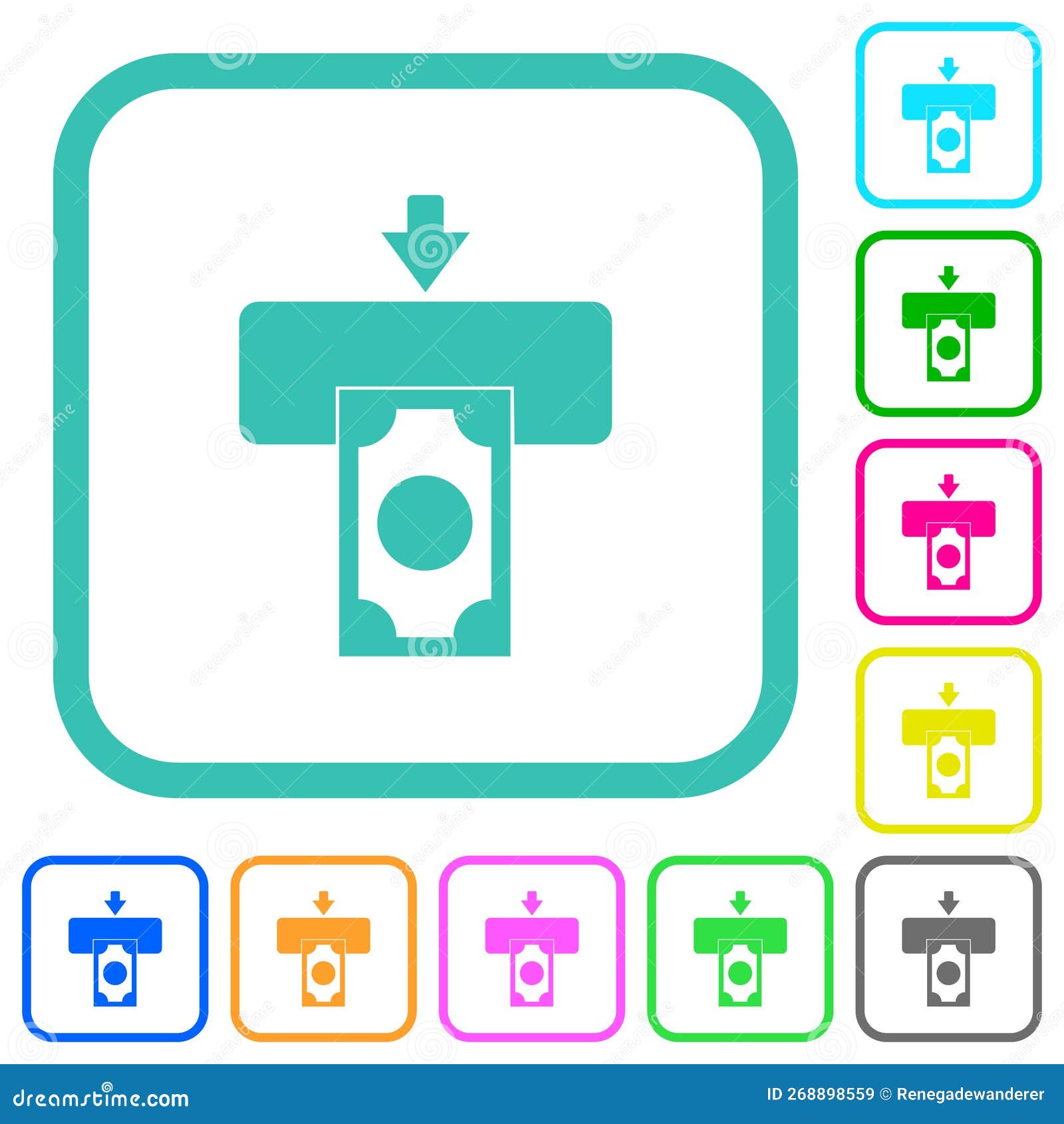 ATM Vivid Colored Flat Icons Stock Vector - Illustration of terminal ...