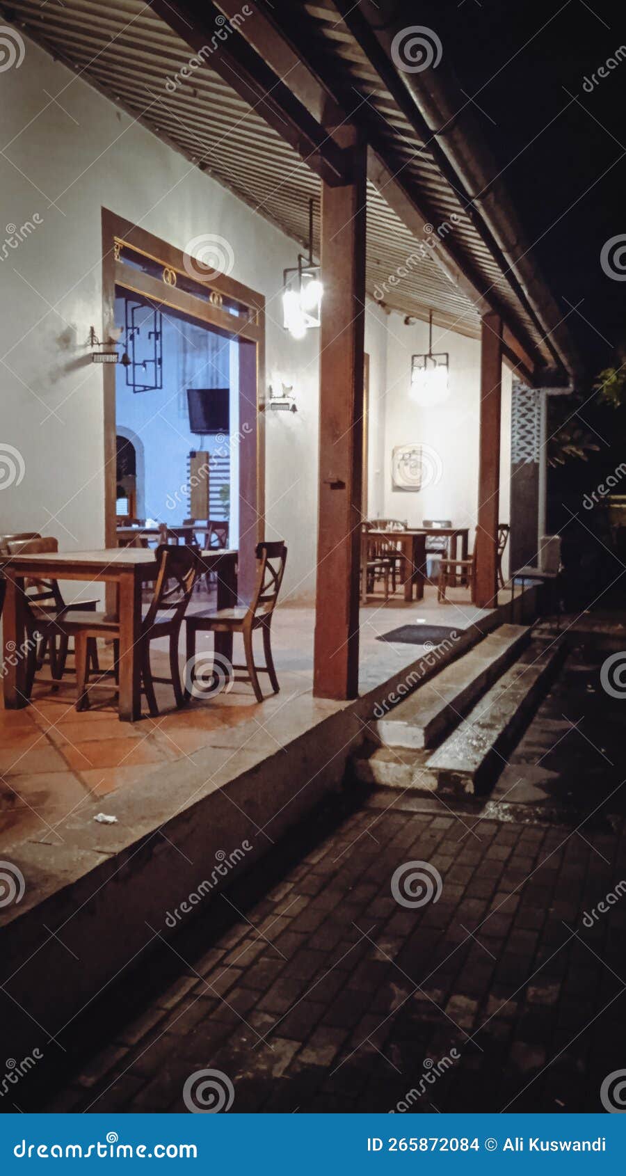 The Atmosphere of an Ancient Art Heritage Restaurant at Night Stock ...