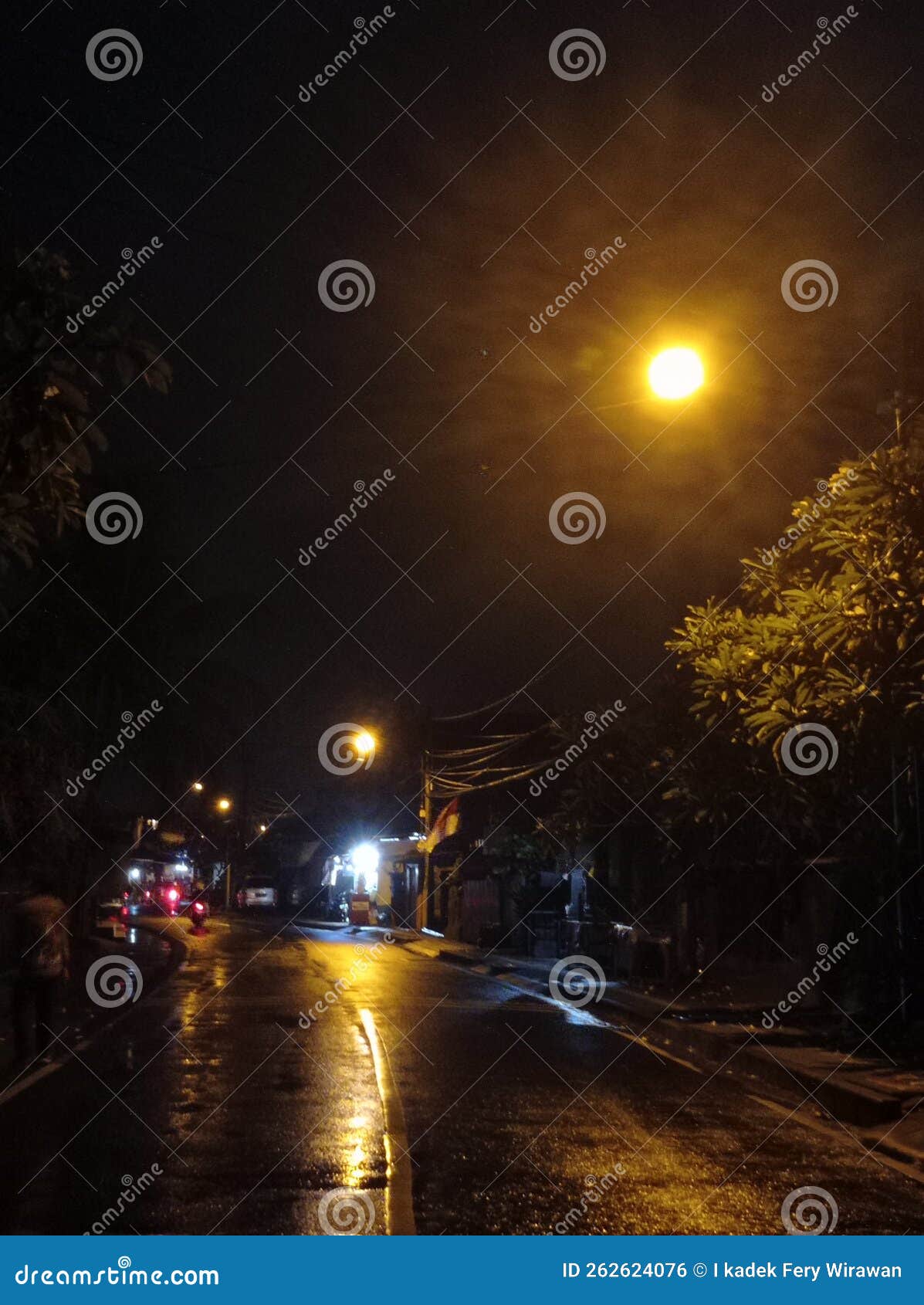 The Atmosphere of the City at Night with Drizzling Rain Stock Photo ...