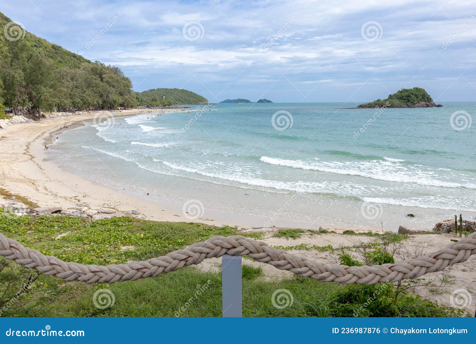 Atmosphere of Nang Ram Beach Curve with the Sea Stock Photo - Image of ...