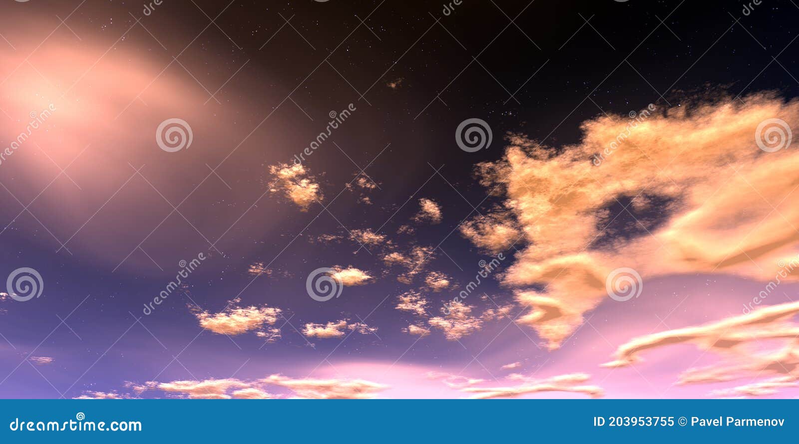 Alien Planet Sky. 3D Rendering Stock Illustration - Illustration of ...