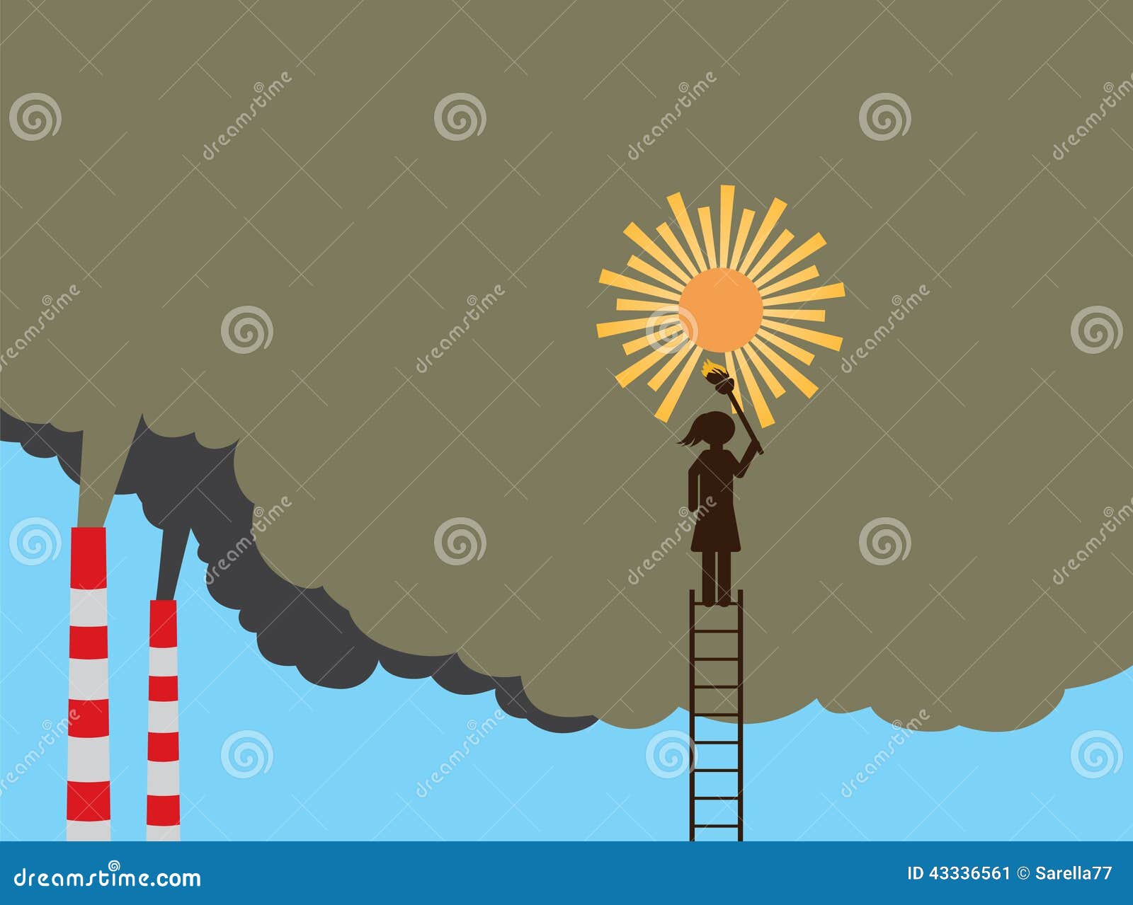 Atmosphere pollution stock illustration. Illustration of chimney - 43336561
