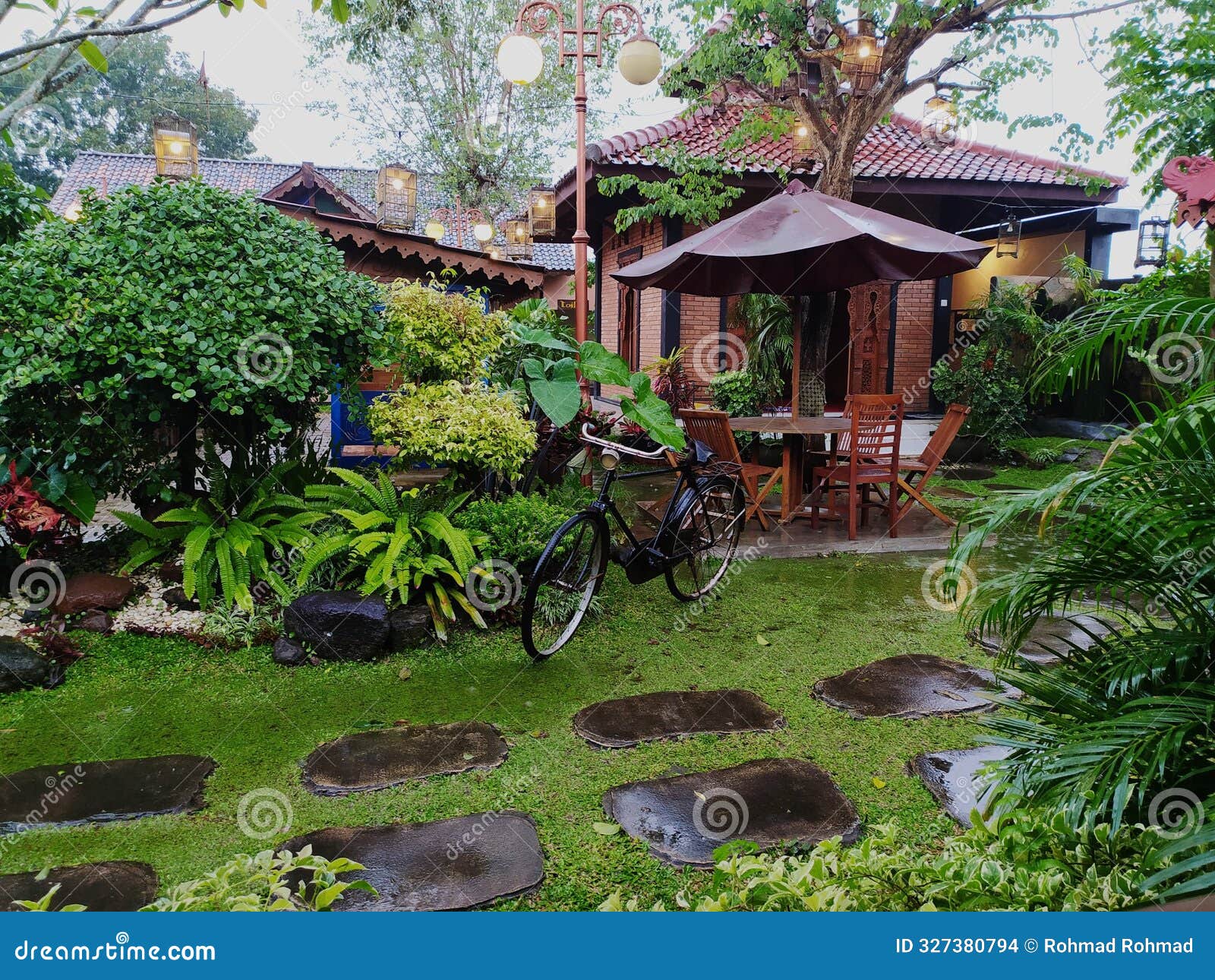 Atmosphere after Rain in a Javanese Restaurant Decorated with Old ...