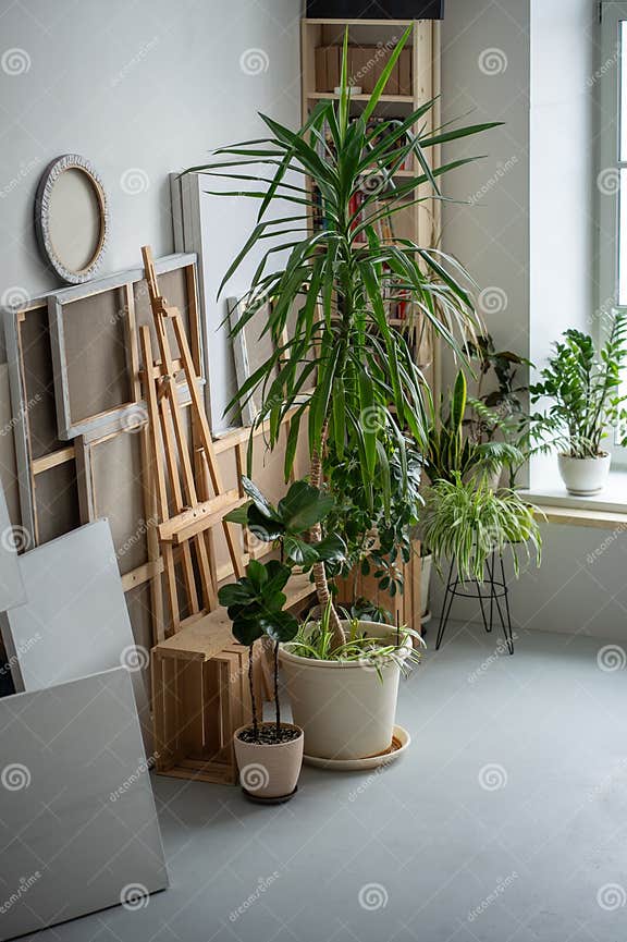 Atmosphere of Spacious Creative Workshop Art Studio Setting Up for ...