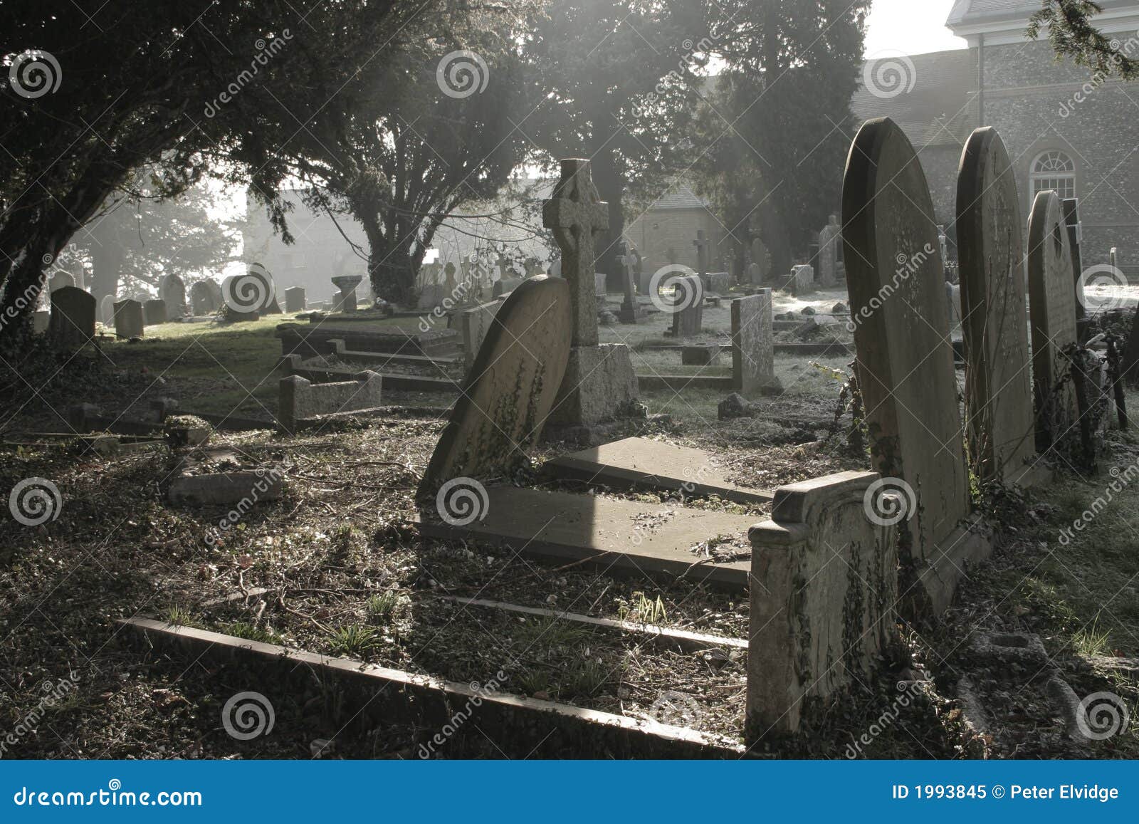 Atmospheric cemetery scene stock image. Image of tomb - 1993845