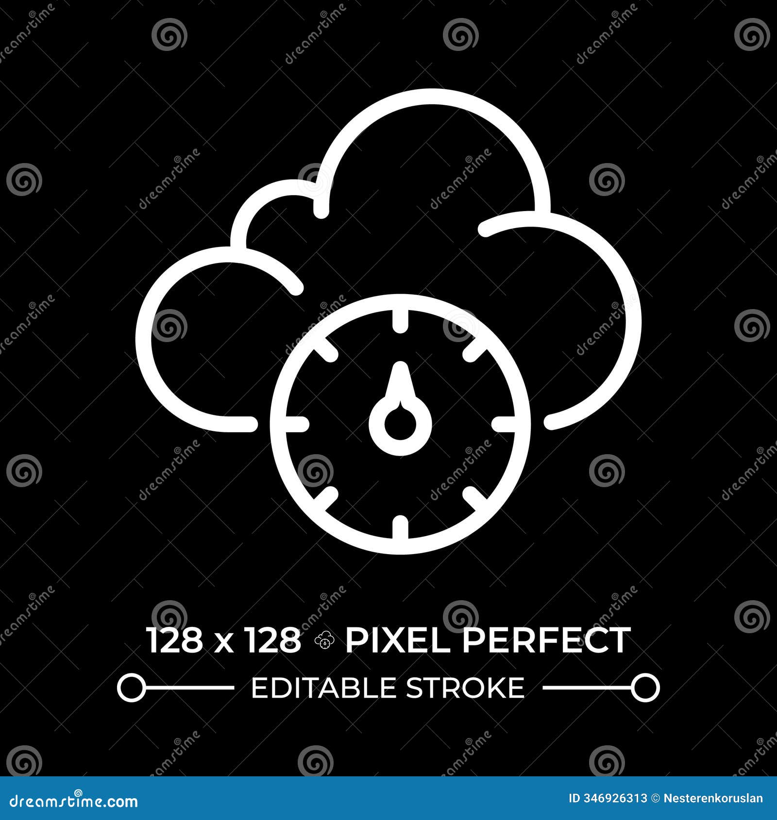 Atmospheric Pressure White Linear Icon for Dark Theme Stock ...