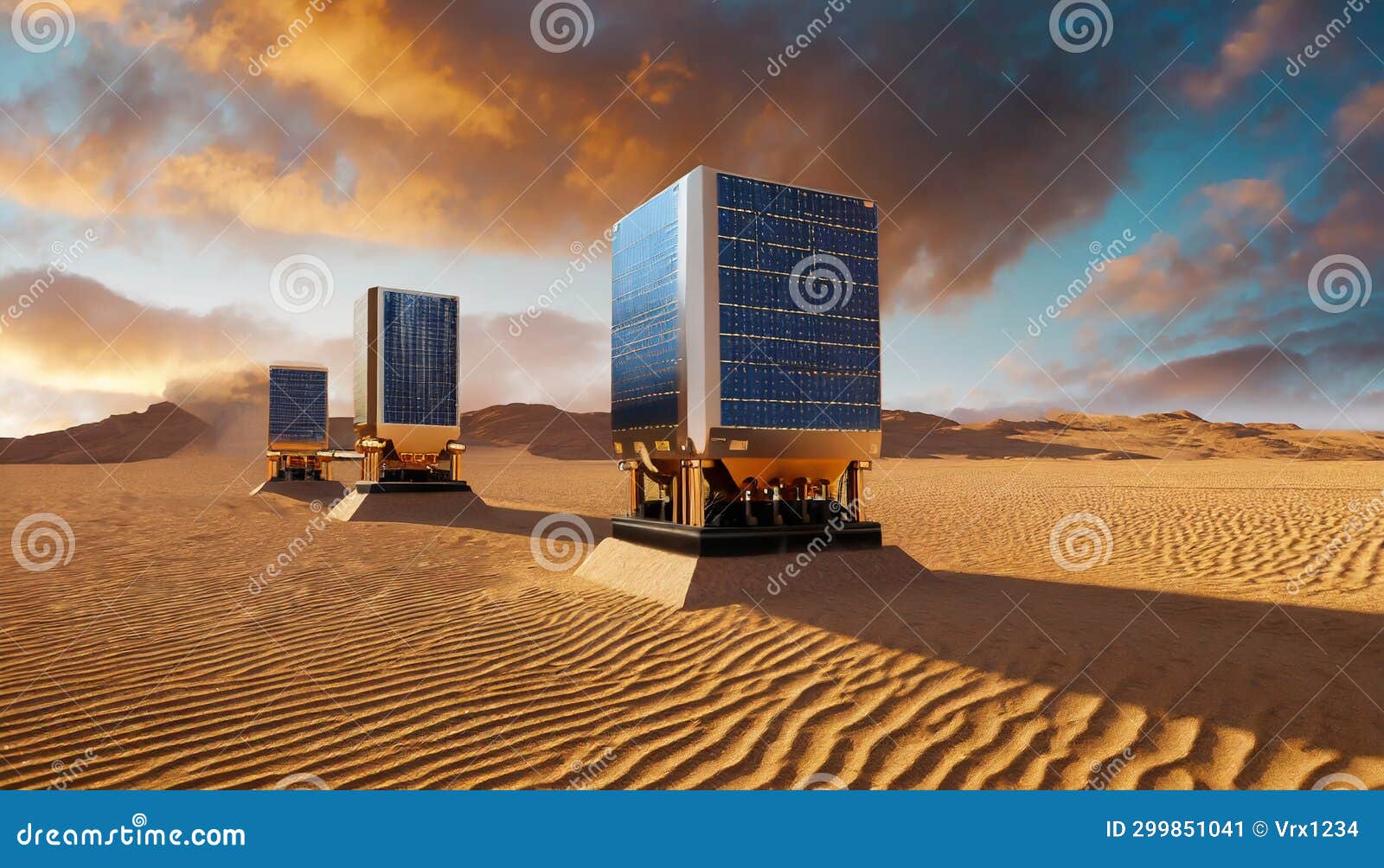Atmospheric Processor on Desert. Machines Terraforming Planet ...