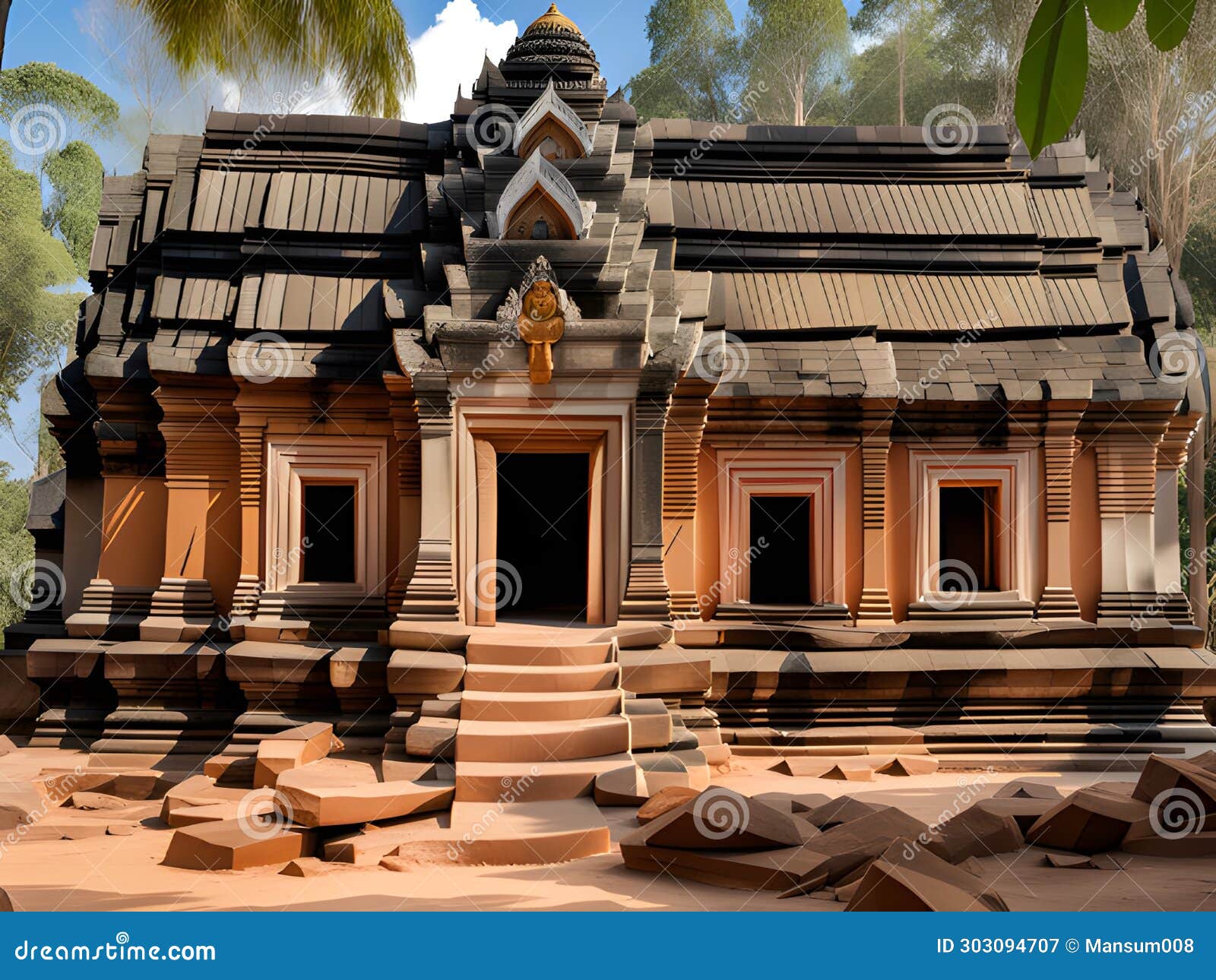 The Atmospheric Ruins of a Centuries-old Temple Stand Majestically ...