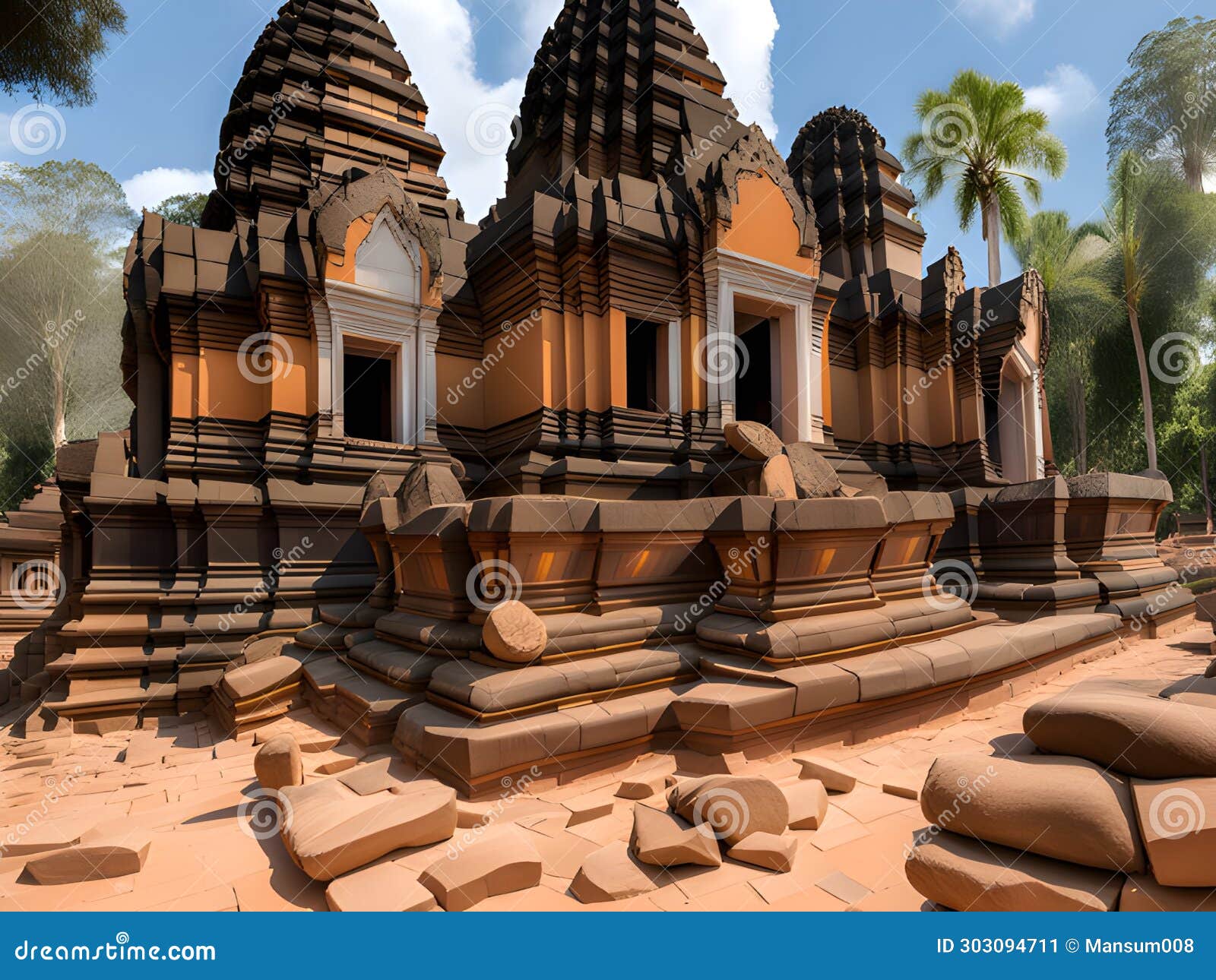 The Atmospheric Ruins Of A Centuries-old Temple Stand Majestically ...