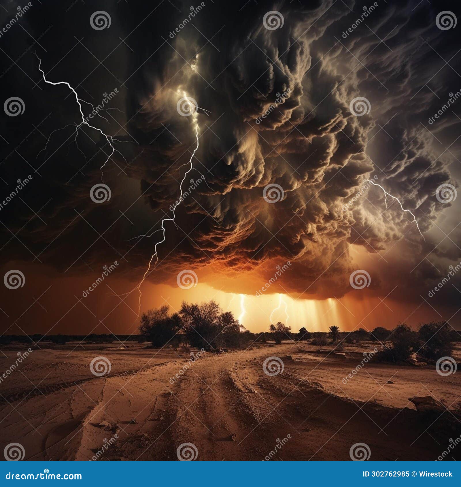 An Atmospheric Storm Scene Featuring Two Lightning Bolts Arcing From ...