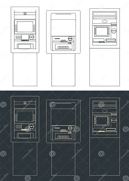 ATMs blueprints stock vector. Illustration of service - 246436629