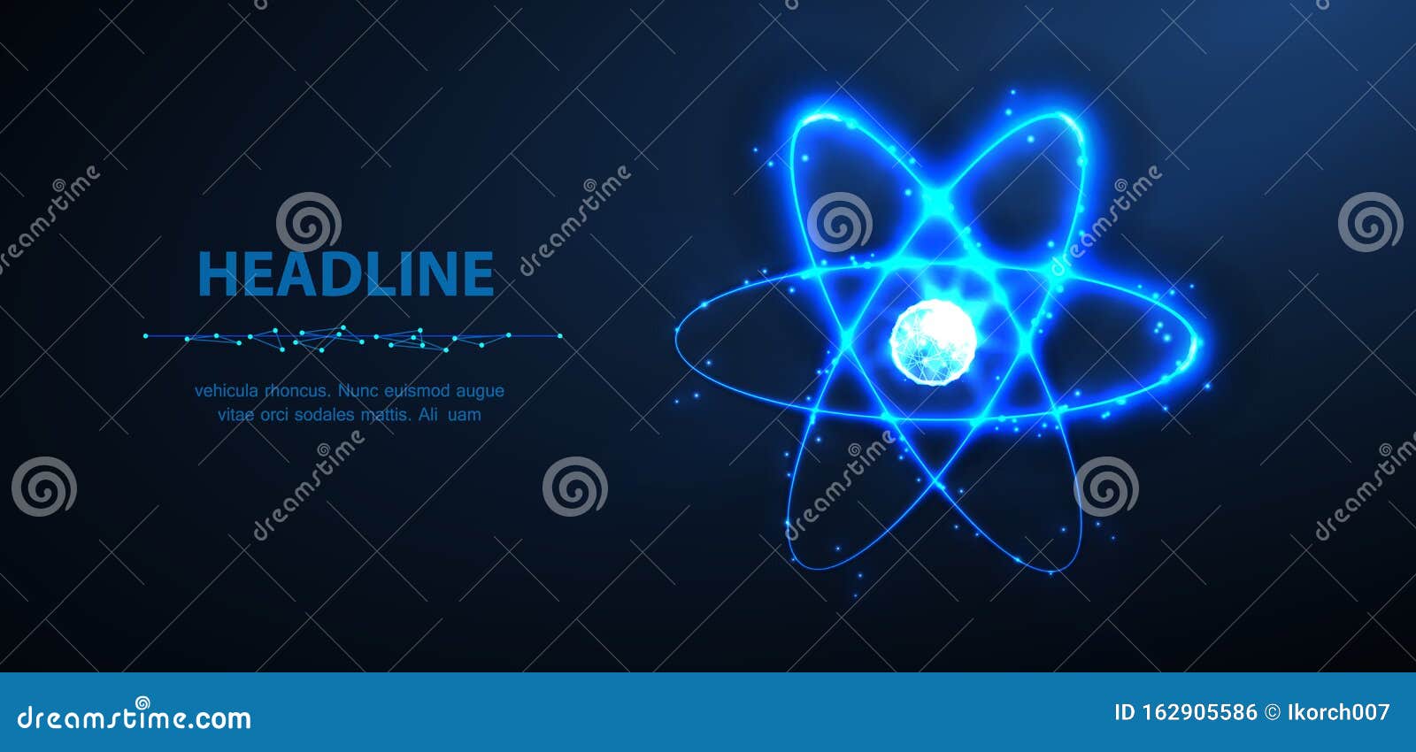 Atom. Abstract Vector 3d Phisics Molecule Atom Model Isolated on Blue ...