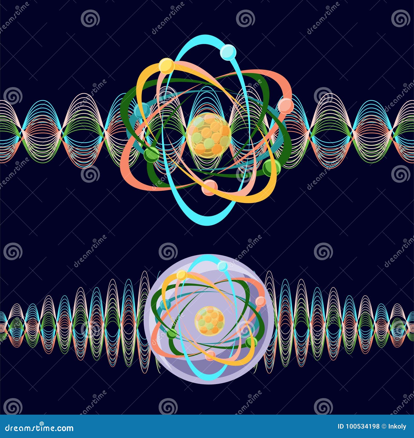 Atom As A Particle And Wave. Vector Illustration | CartoonDealer.com ...