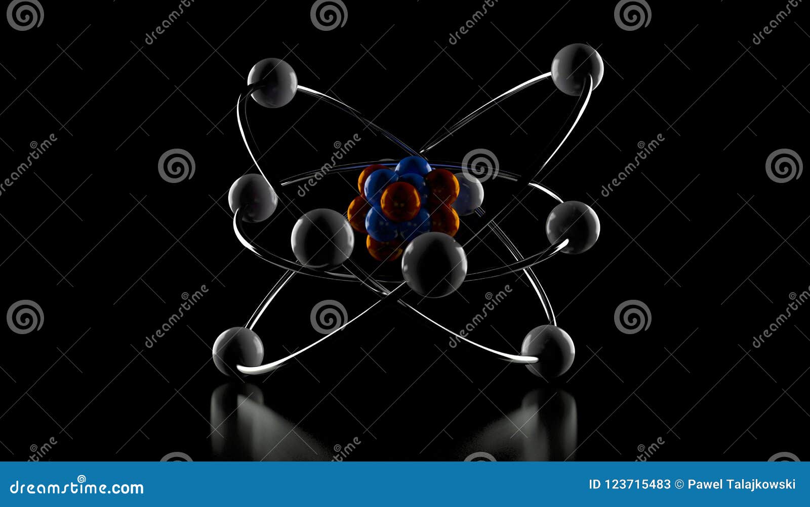 Atom stock illustration. Illustration of proton, physics - 123715483
