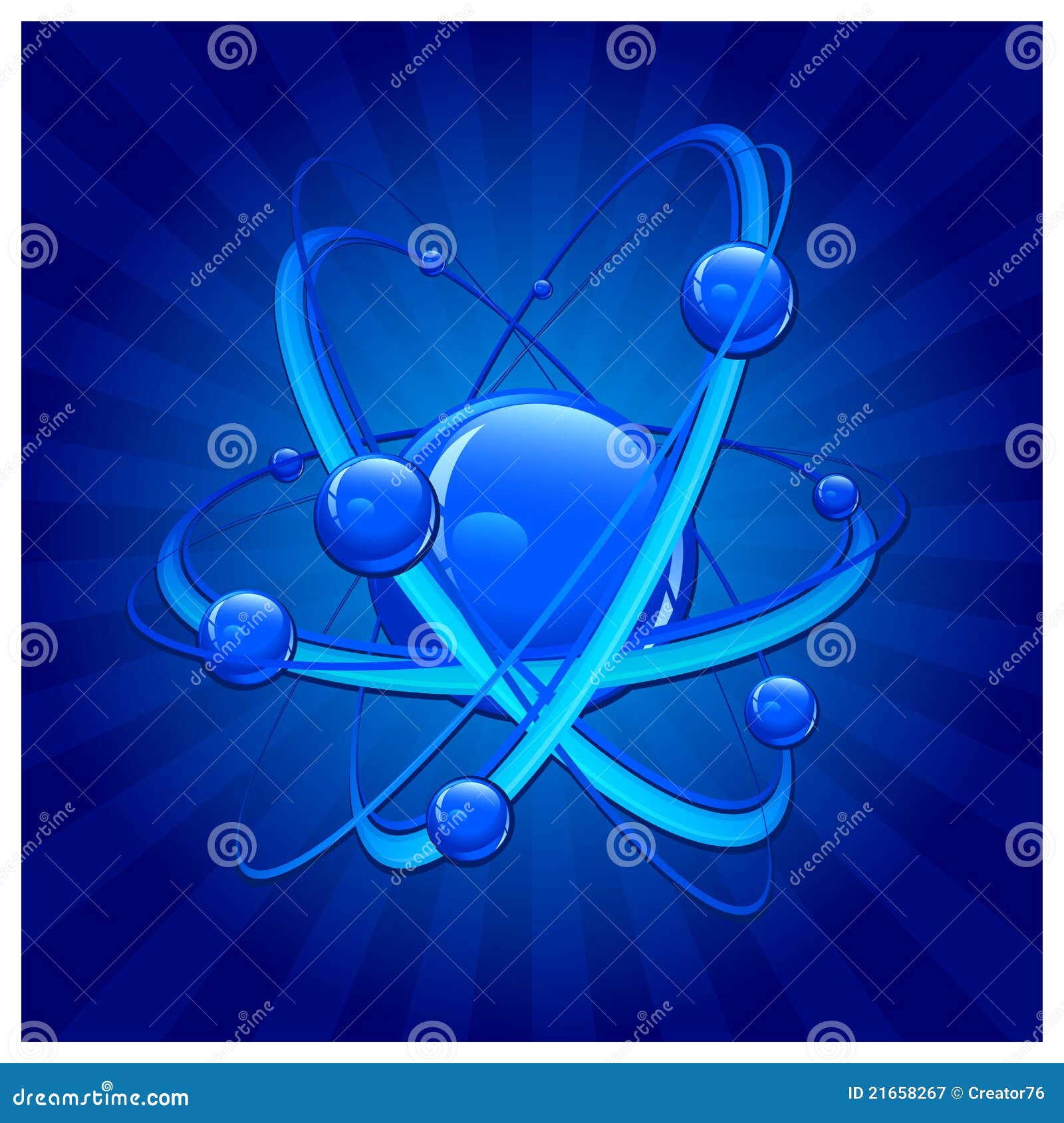 Atom background in blue stock illustration. Illustration of science ...
