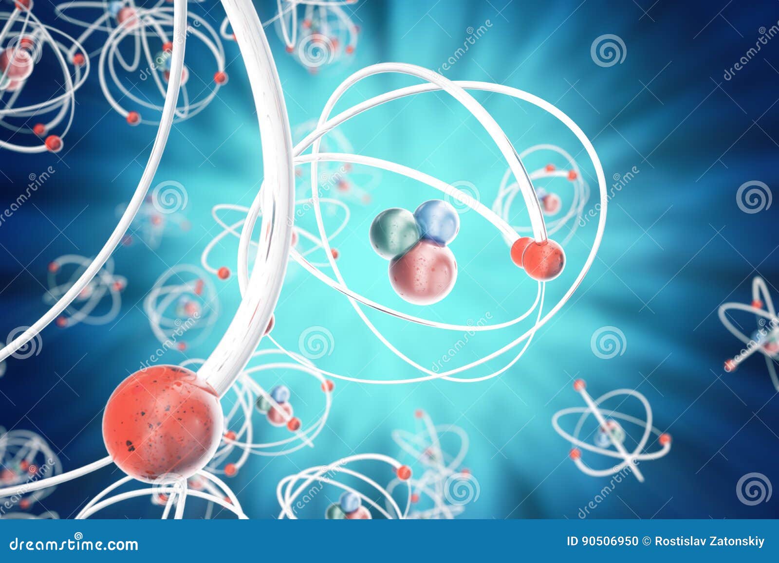 Atom Background, Shining Nuclear Model Atoms And Electrons. Physics ...