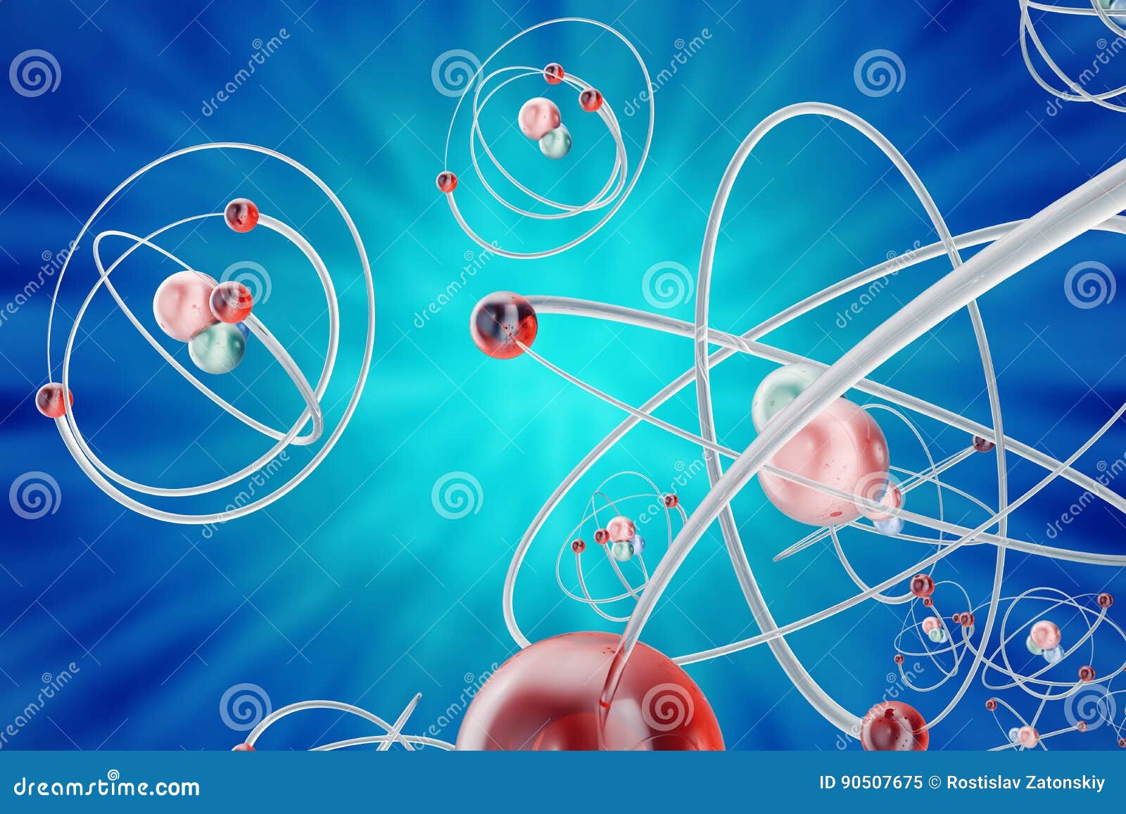 Shining Nuclear Atom Model Vector Illustration | CartoonDealer.com ...