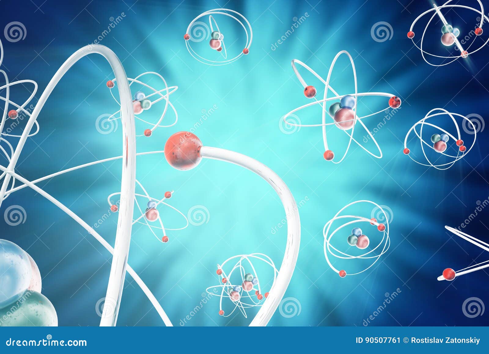 Atom Background, Shining Nuclear Model Atoms and Electrons. Physics ...